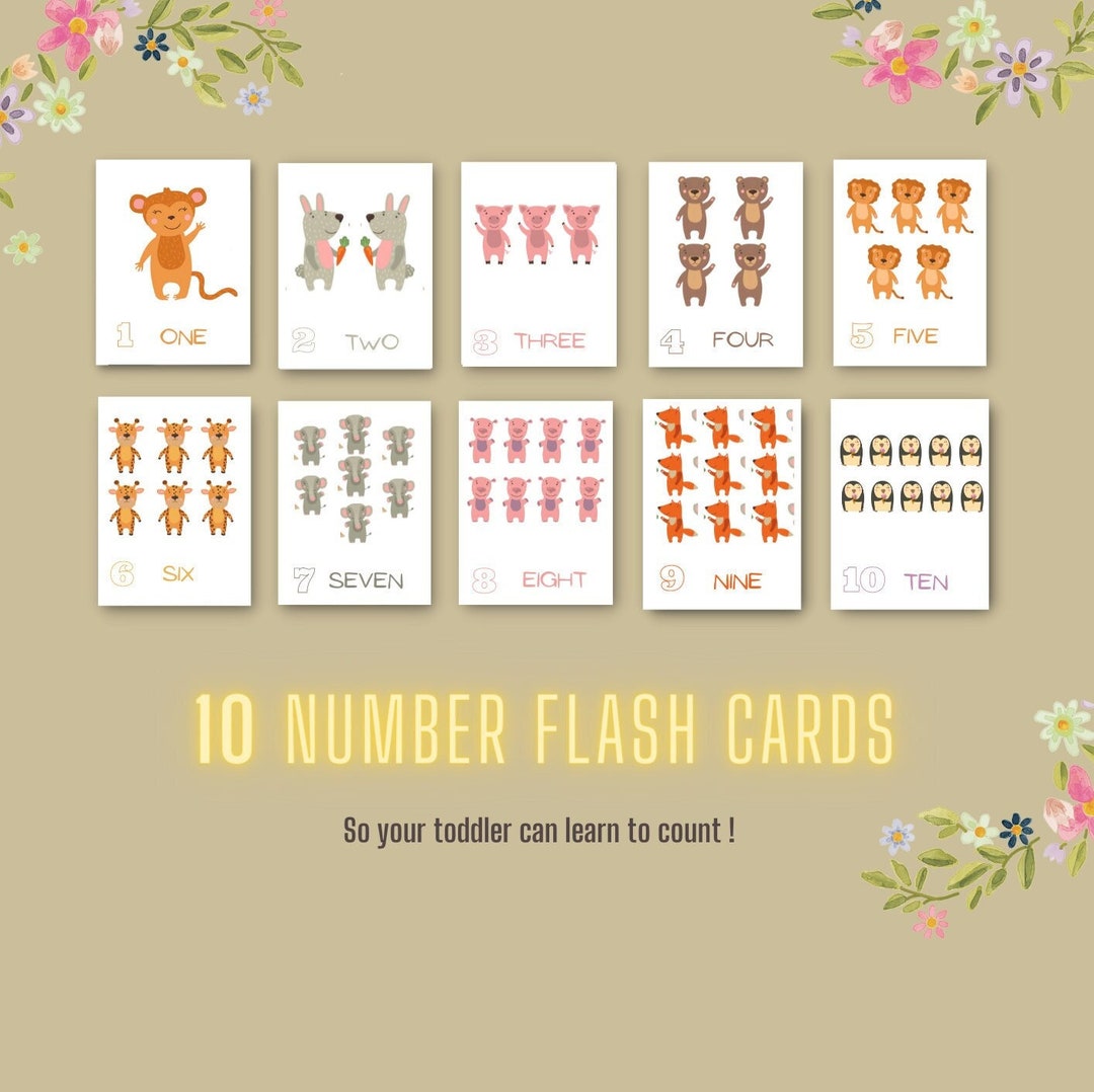 10 Number Flash Cards With Animals so Your Toddler Can Learn - Etsy UK