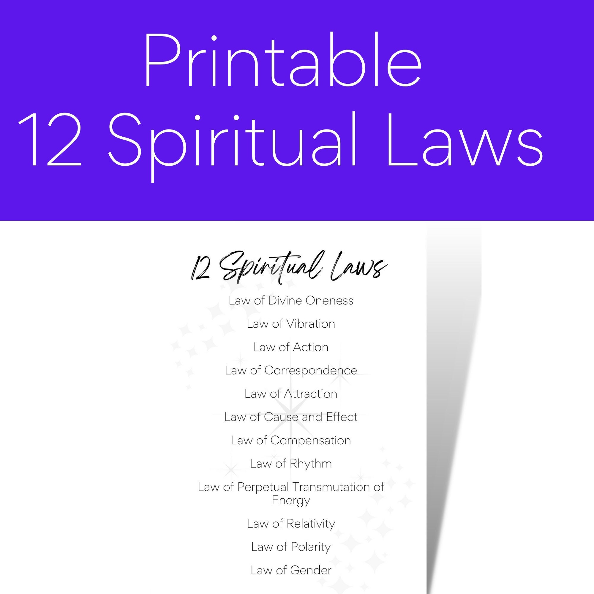 12 Spiritual Laws Printable Universal Laws Spiritual Laws Pdf Etsy