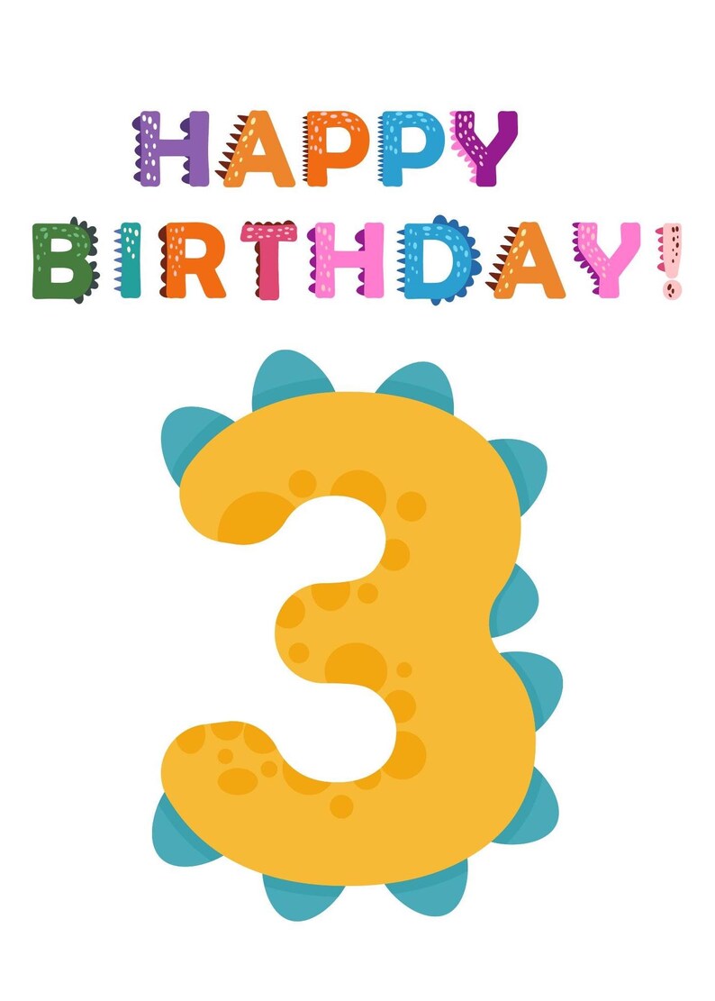 Three Rex Birthday Card: Dinosaur Color-in Card (digital Download, PDF ...