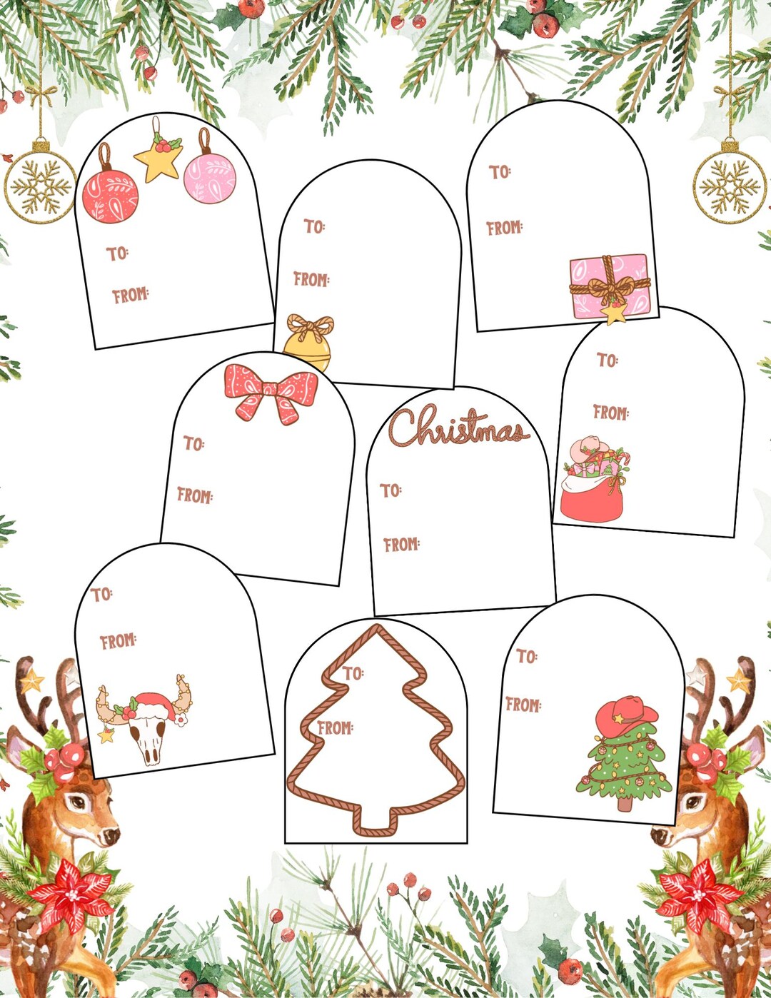 Western Christmas Gift Tags | Cowboy Holiday Printable Tags | Rustic To ...