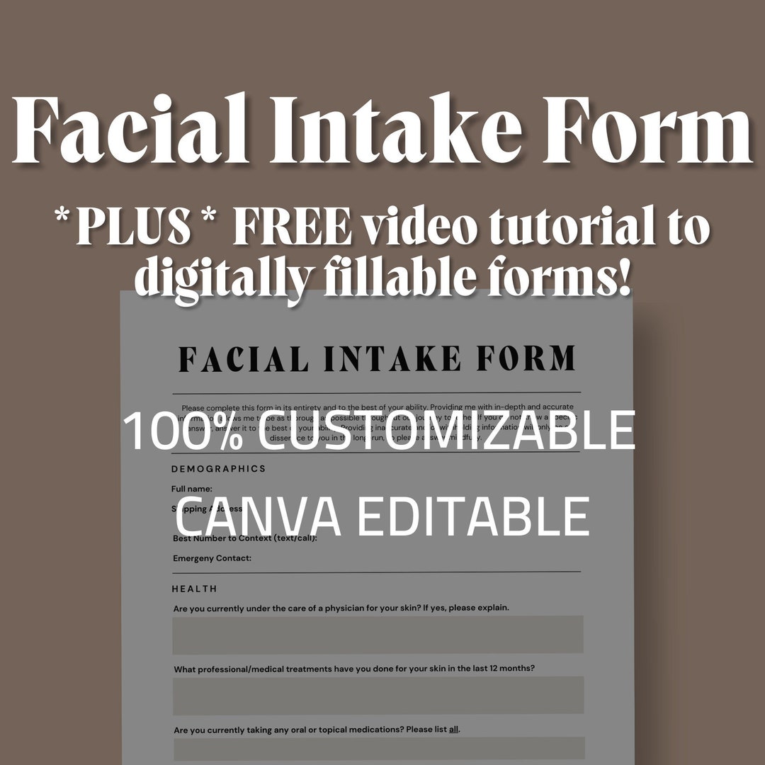 Facial Intake Form for Estheticians - Etsy