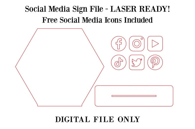 Digital Download , Social Media Sign Laser Cutting File , Lasercutting ...