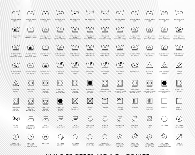 Laundry Symbols SVG Vector Bundle, Laundry Icons Svg, Washing Guide ...