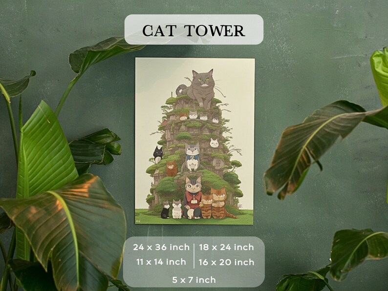 Cats Totoro Tower : Studio Ghibli Inspired Poster Print 5 Digital ...