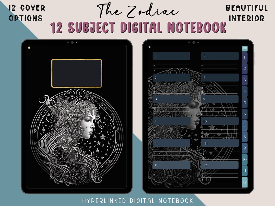 THE ZODIAC 12 Subject Digital Notebook Hyperlinked Tabs - Etsy