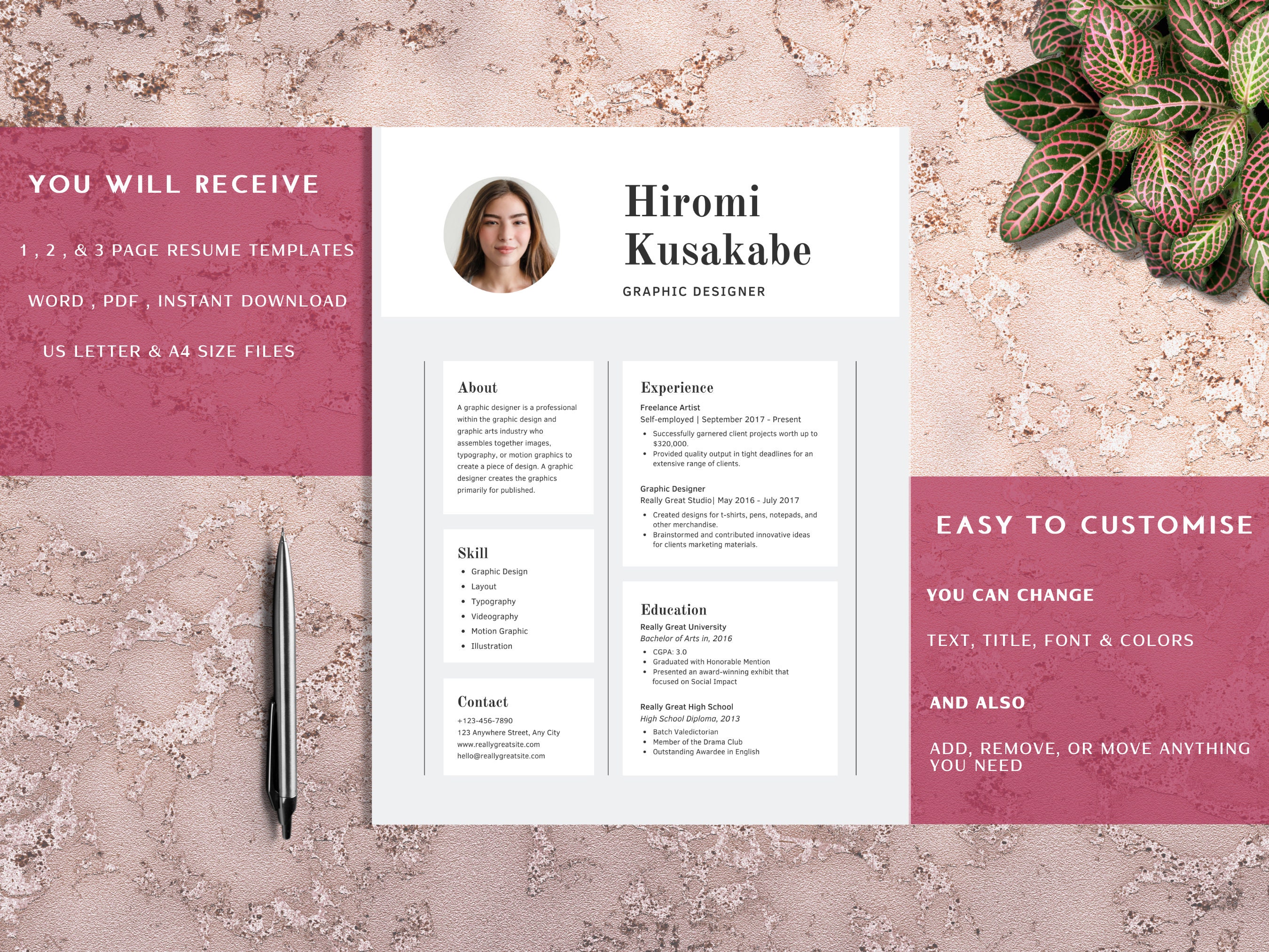 3 Page Resume Template Professional Modern Resume Template - Etsy
