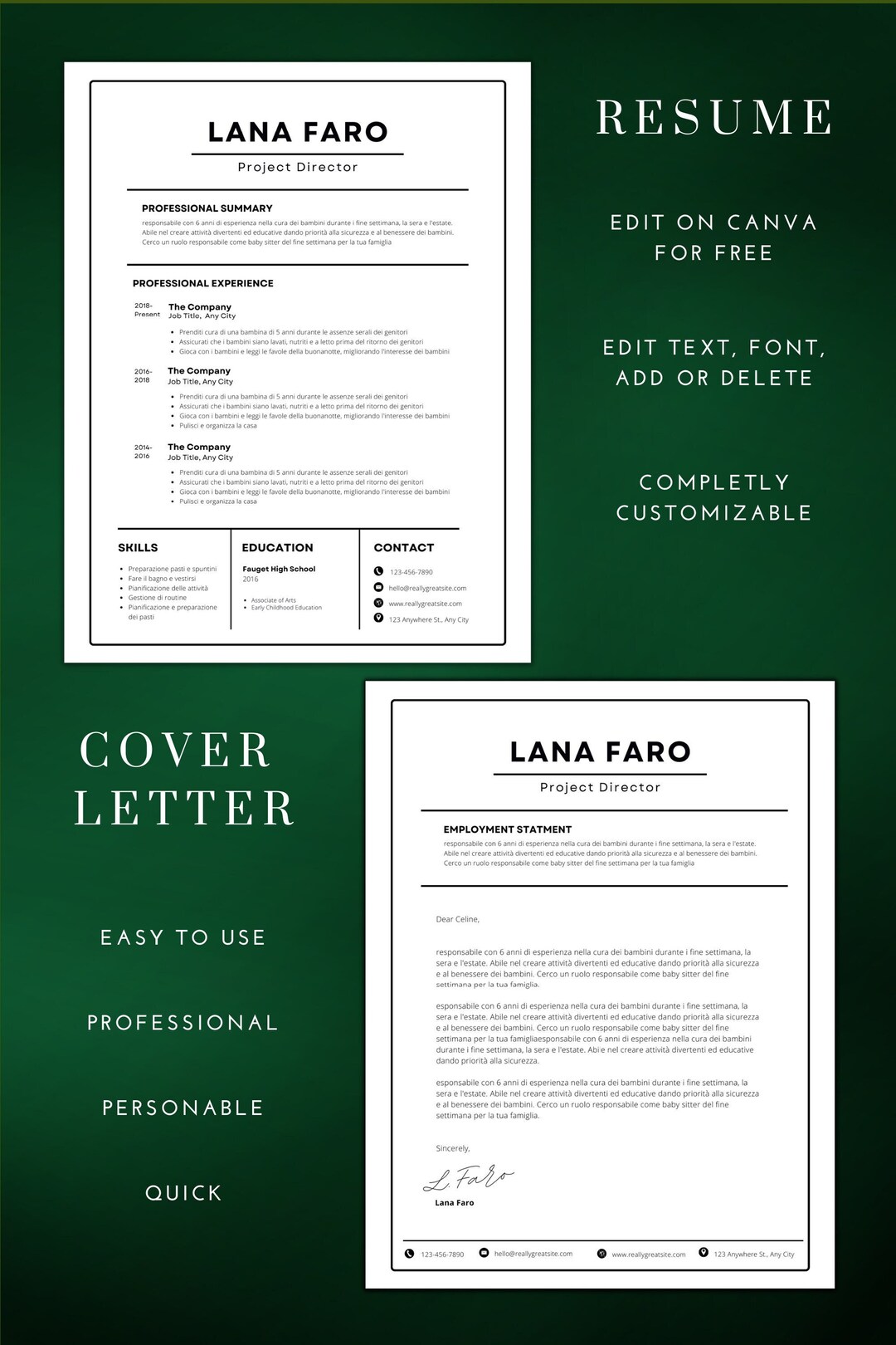 2 Page Resume Template Professional Modern Resume Template - Etsy