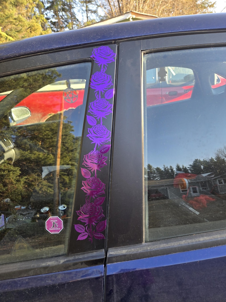 Rose Vine Car Decal Chrome Purple 2 Pack-roses Sticker for Car or Truck ...
