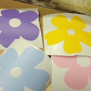 Removable Vinyl Flower Wall Decals - Yellow, Blue, Pink & Purple ...
