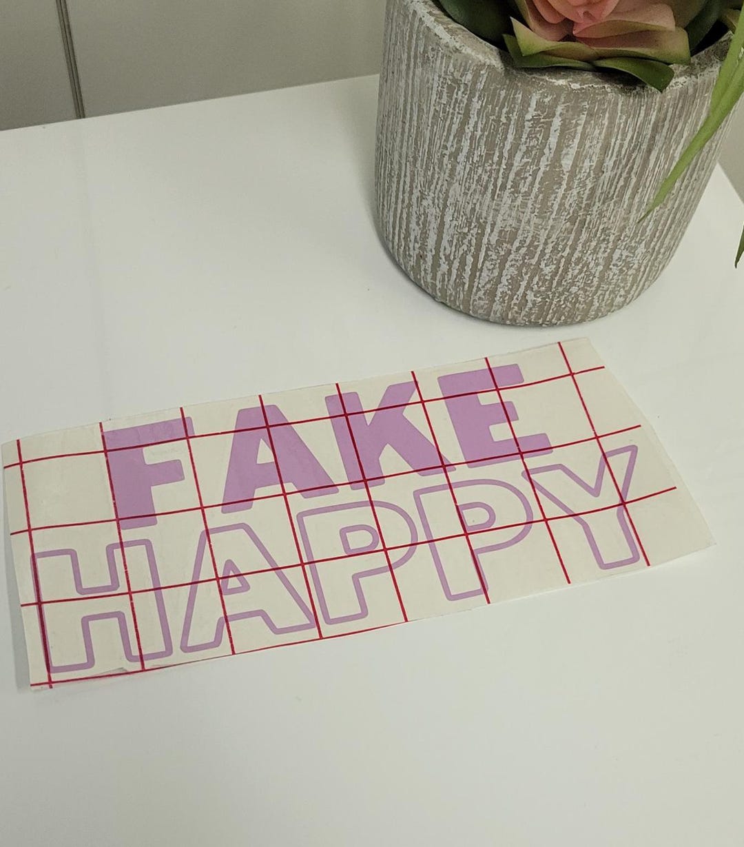 Fake Happy Custom Vinyl Car Decal - Custom Color Vehicle Sticker ...