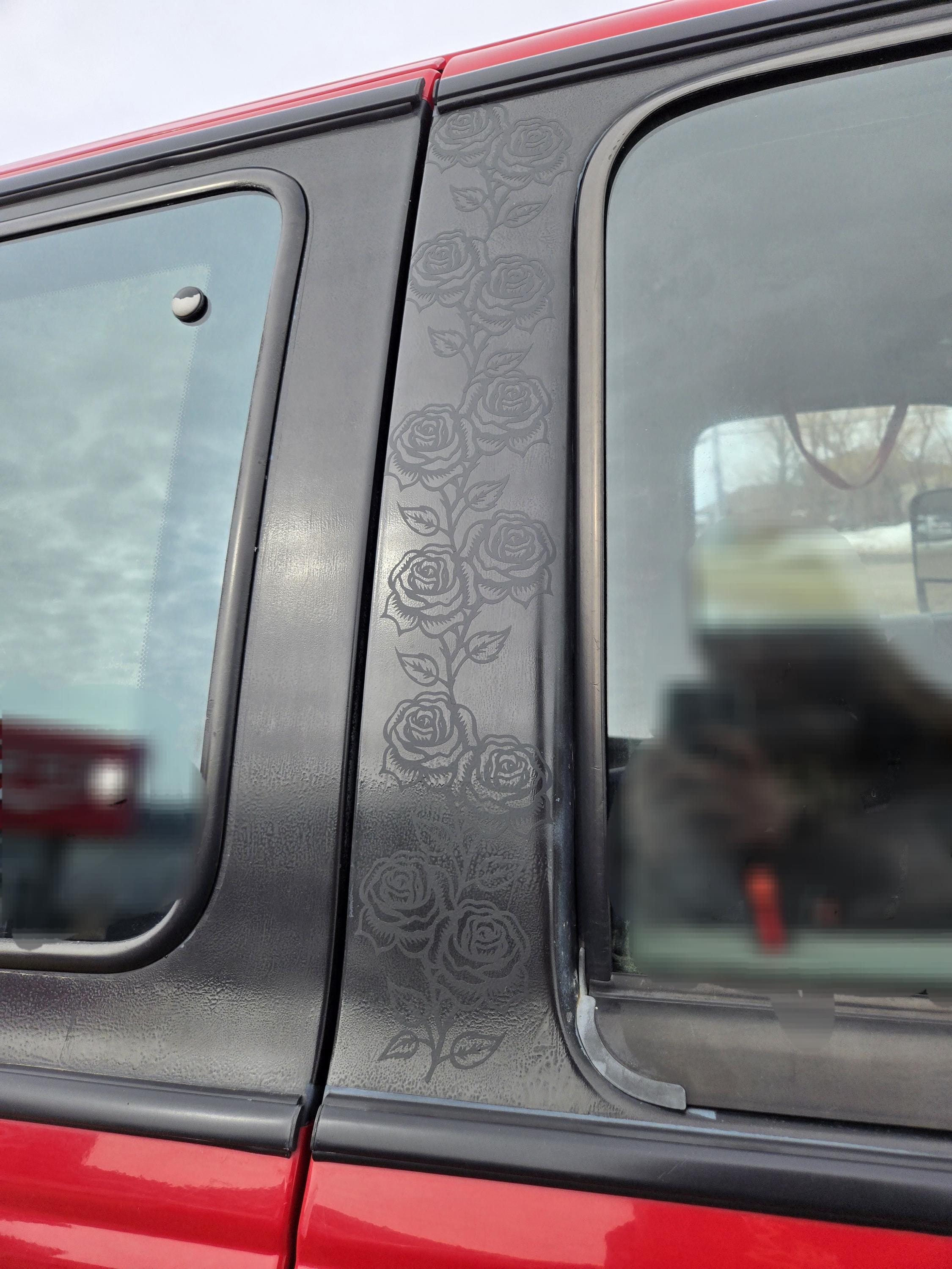 Rose Vine Car Decal Matte Black 2 Pack-roses Sticker for Truck, Flower ...