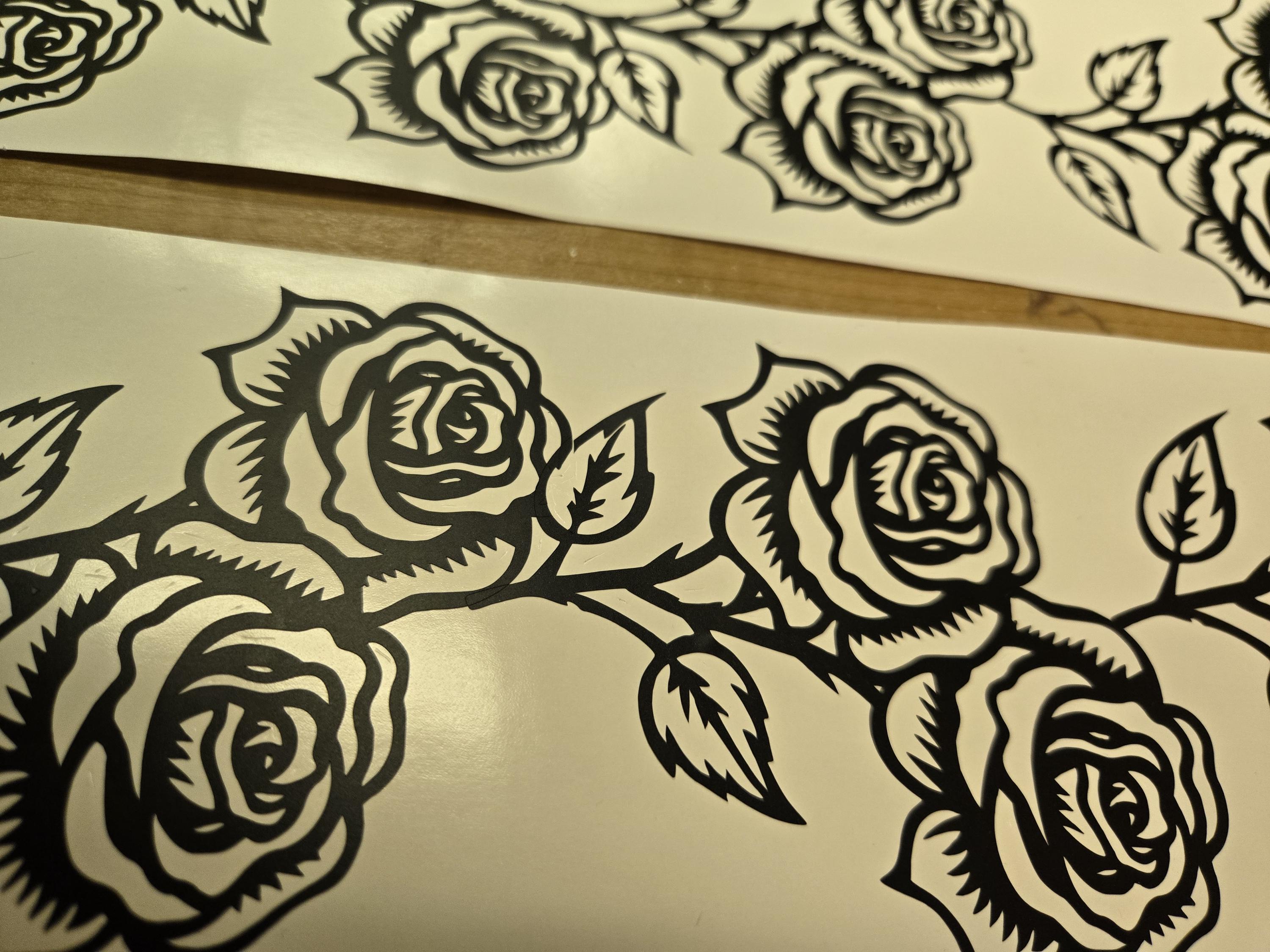 Rose Vine Car Decal Matte Black 2 Pack-roses Sticker for Truck, Flower ...