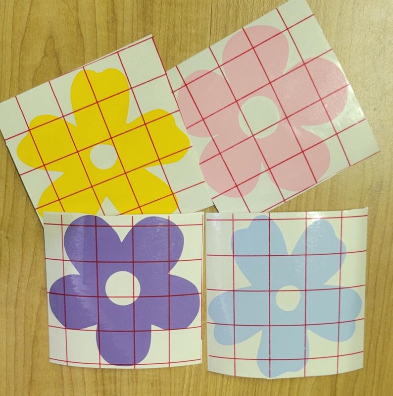 Removable Vinyl Flower Wall Decals - Yellow, Blue, Pink & Purple ...