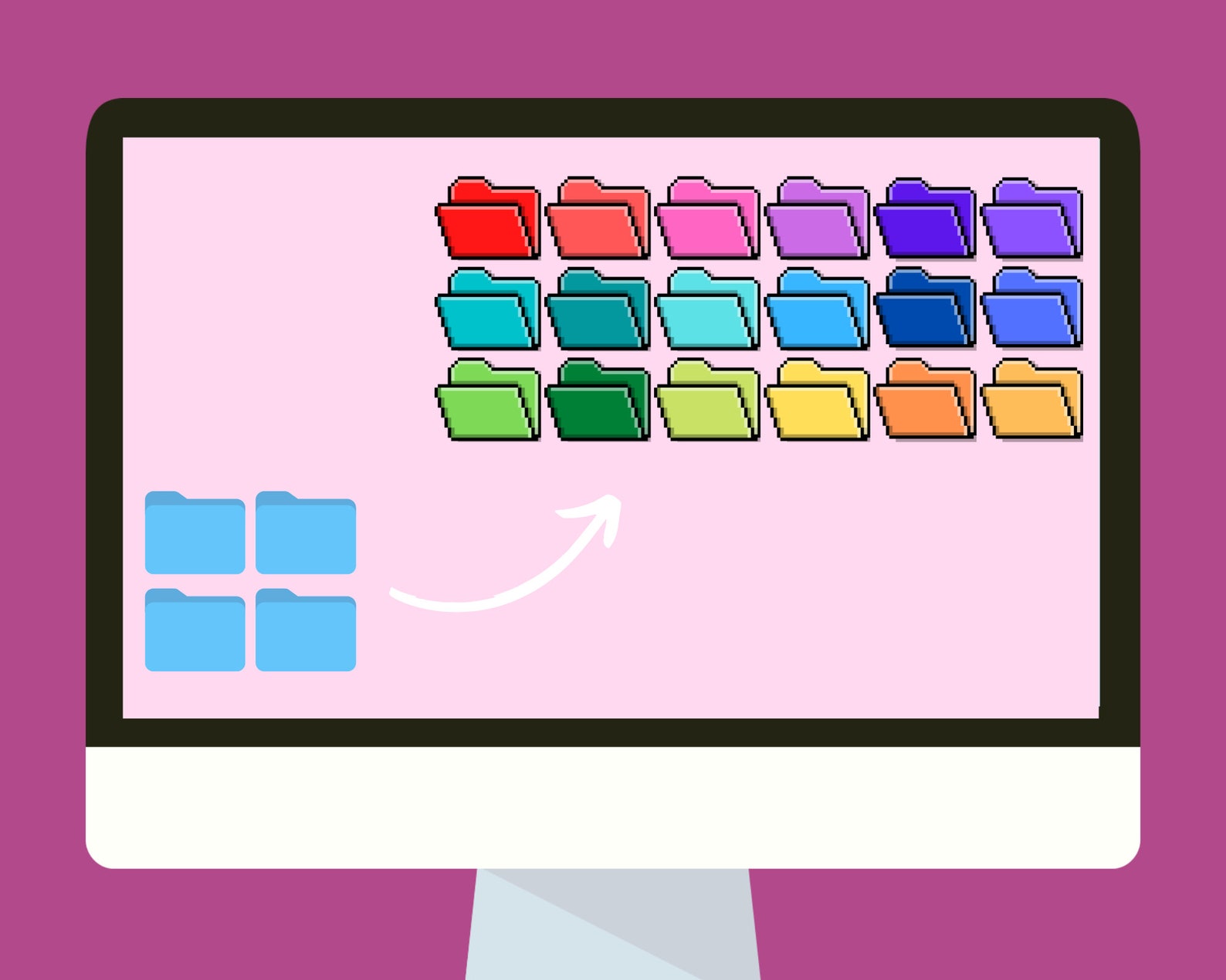 18 Retro / Pixel Rainbow Desktop Folder Icons for Mac & Windows ...
