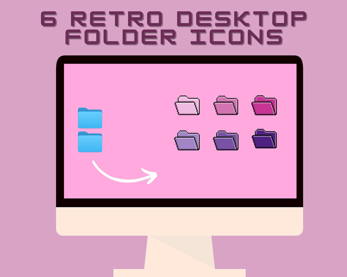 6 Retro Desktop Folder Icons for Mac & Windows Aesthetic Organizing ...