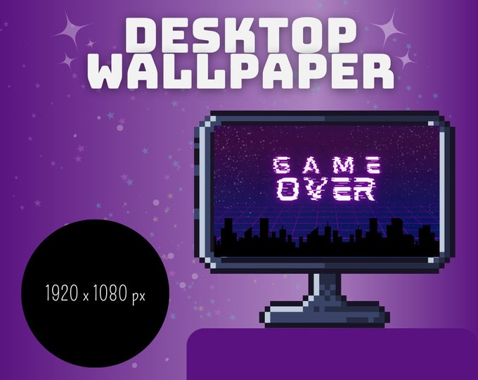 Game Over Desktop Wallpaper for Windows or Mac Purple Gaming Wallpaper ...