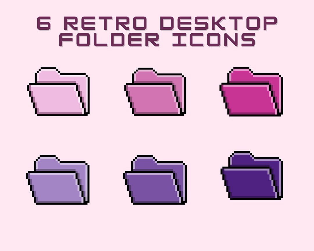 6 Retro Desktop Folder Icons for Mac & Windows Aesthetic Organizing ...