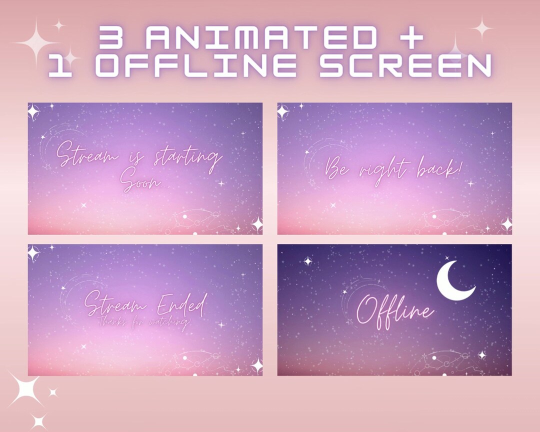 3 Animated and 1 Offline Screen Bundle Twitch Youtube Stream Overlay ...