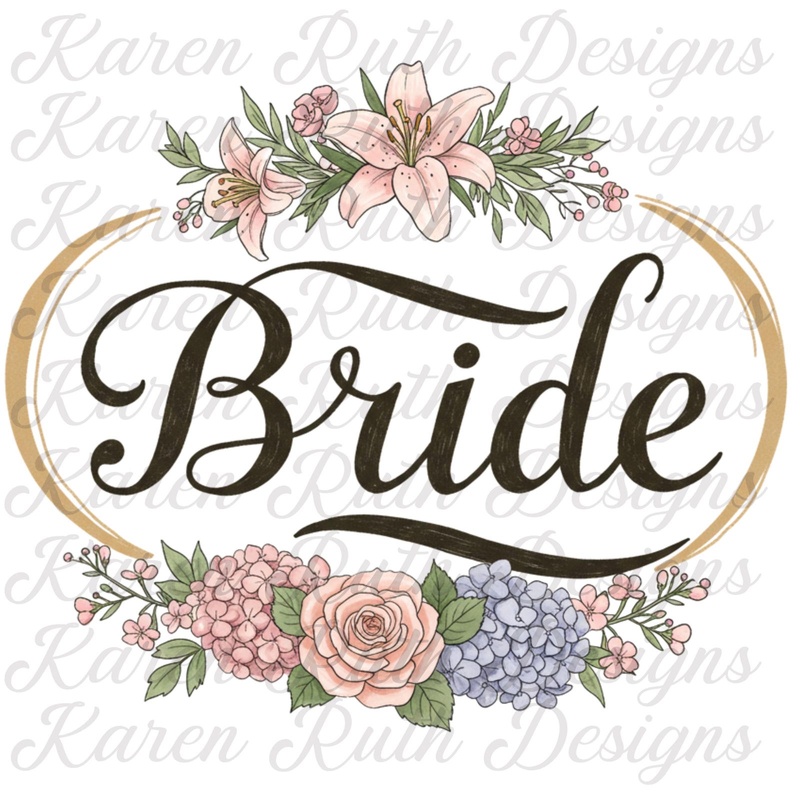 Floral Bride DTF Transfer: Wedding Bachelorette Shirt Heat Press Design ...