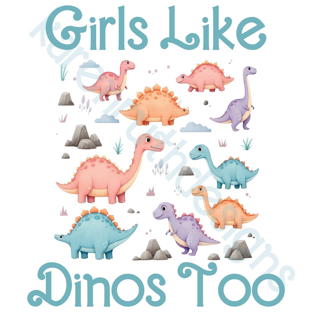 Dinosaur Girl DTF Direct to Film Ready to Press Transfer, Dinosaur Girl ...