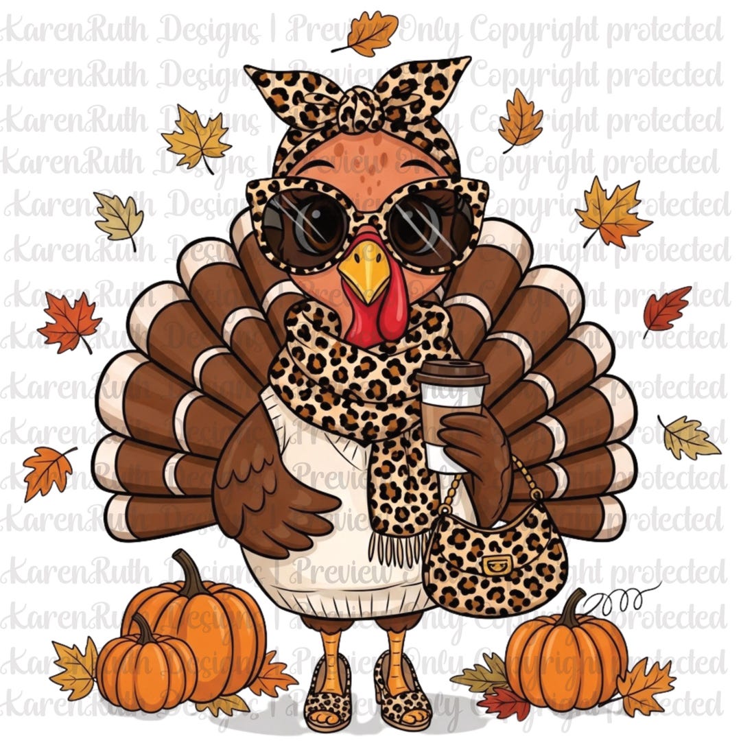 Boujee Turkey Direct to Film Ready to to Press DTF Transfer, Leopard ...