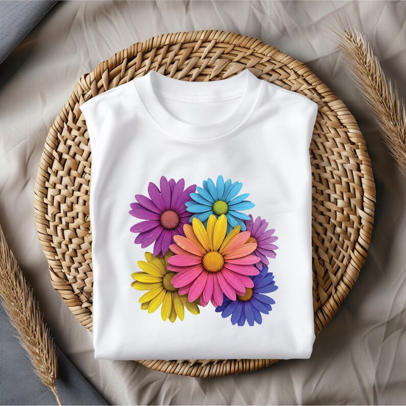 Rainbow Daisy DTF Transfer: Spring Floral, Ready to Press - Etsy