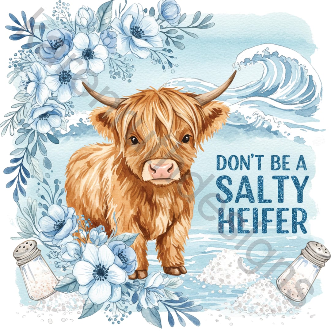 Salty Heifer Highland Cow DTF - Ready to Press - Etsy