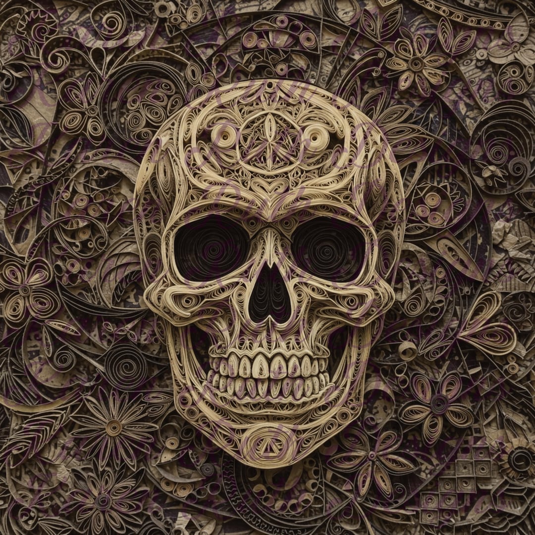 Quilling Art Skull Design is a Direct to Film Ready to Press Transfer ...