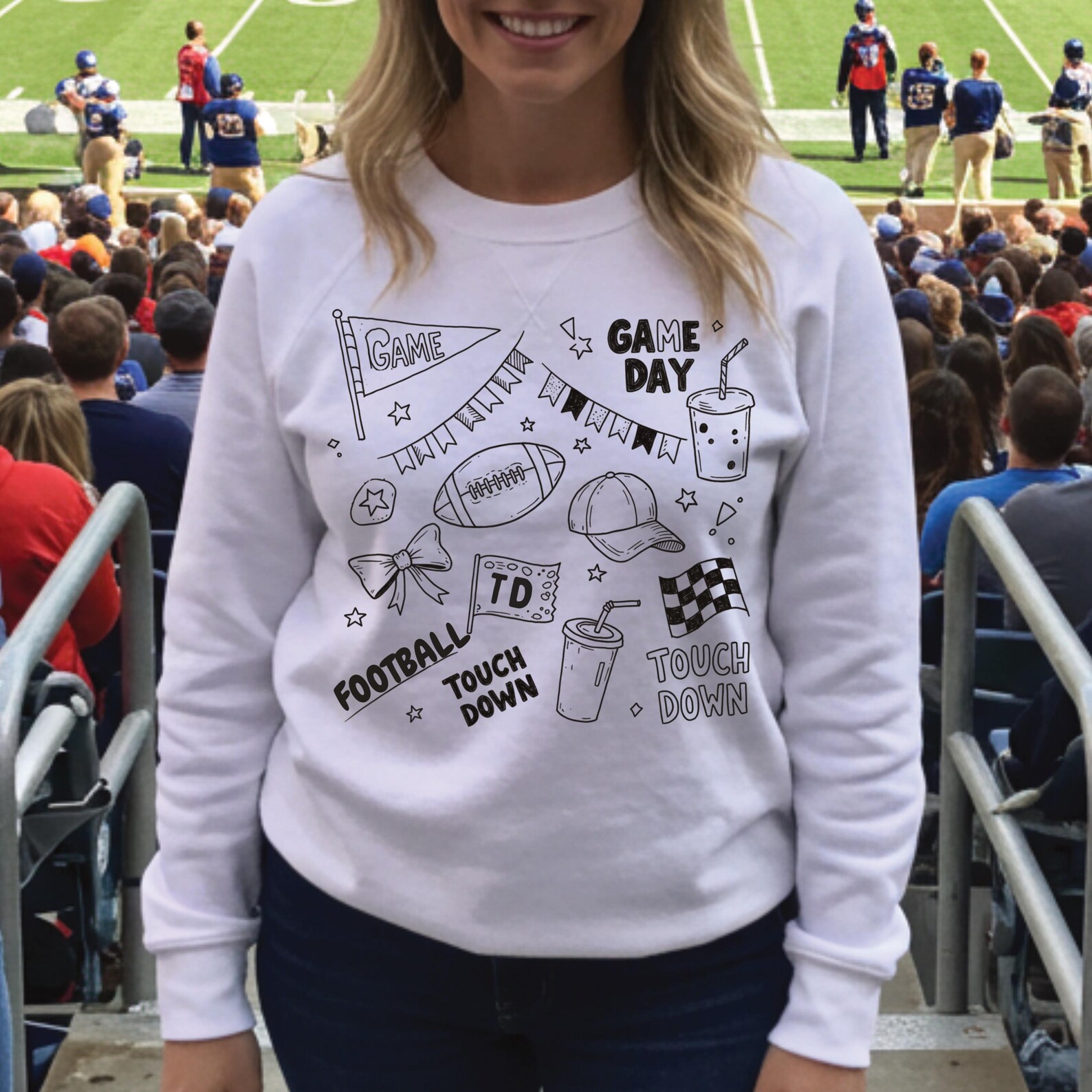 This Doodlecore Football Collage Design is a Direct to Film Ready to ...