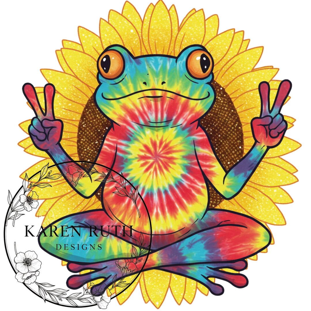 Hippie Frog DTF Transfer: Groovy Tie Dye Peace Sign, Ready to Press - Etsy