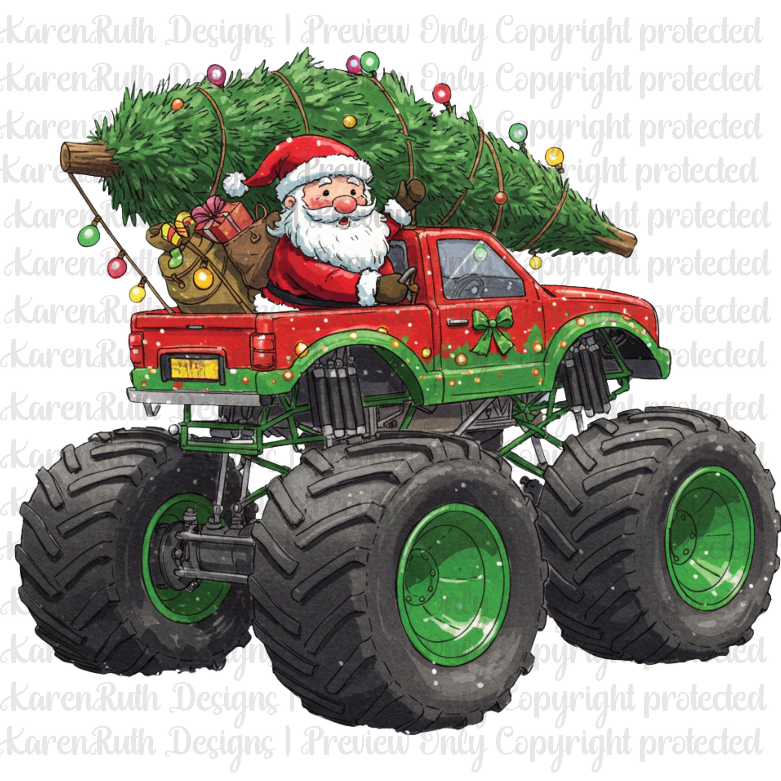 Santa Monster Truck Christmas Design is a Direct to Film Ready to Press ...