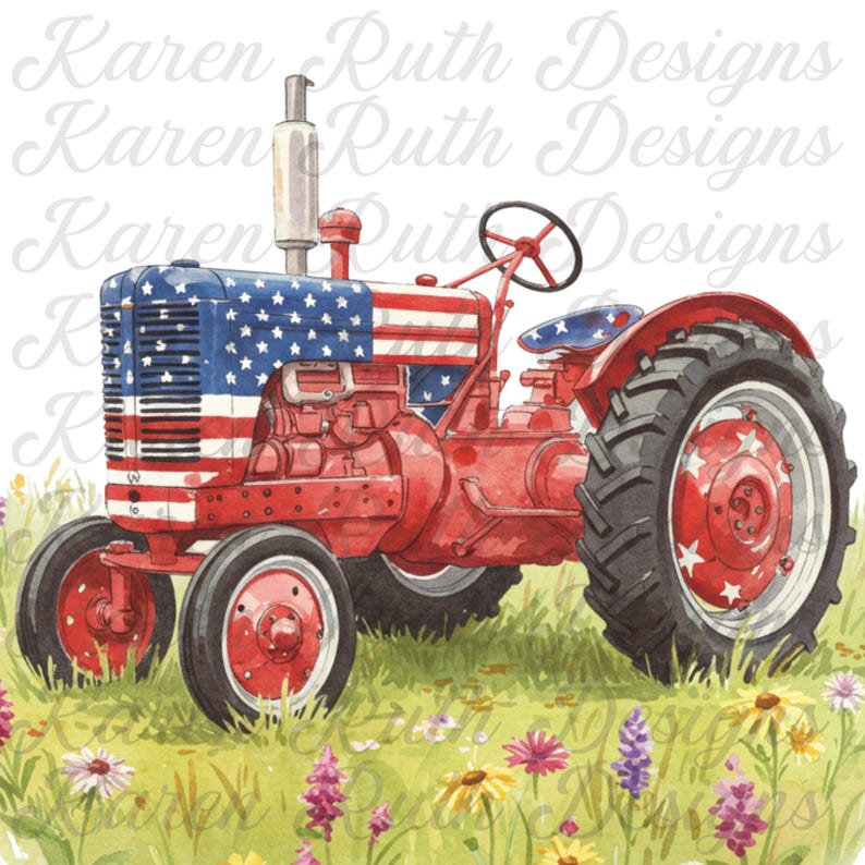 Patriotic Tractor DTF Transfer: Americana Tractor, Ready to Press - Etsy