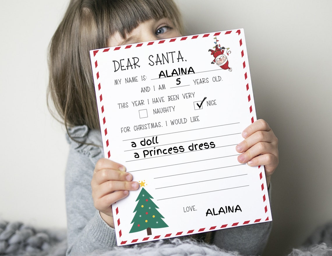Printable Letter to Santa Kids Christmas List Dear Santa Easy to Print ...