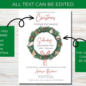 Christmas Cookie Exchange Invitation Editable Cookie Party - Etsy