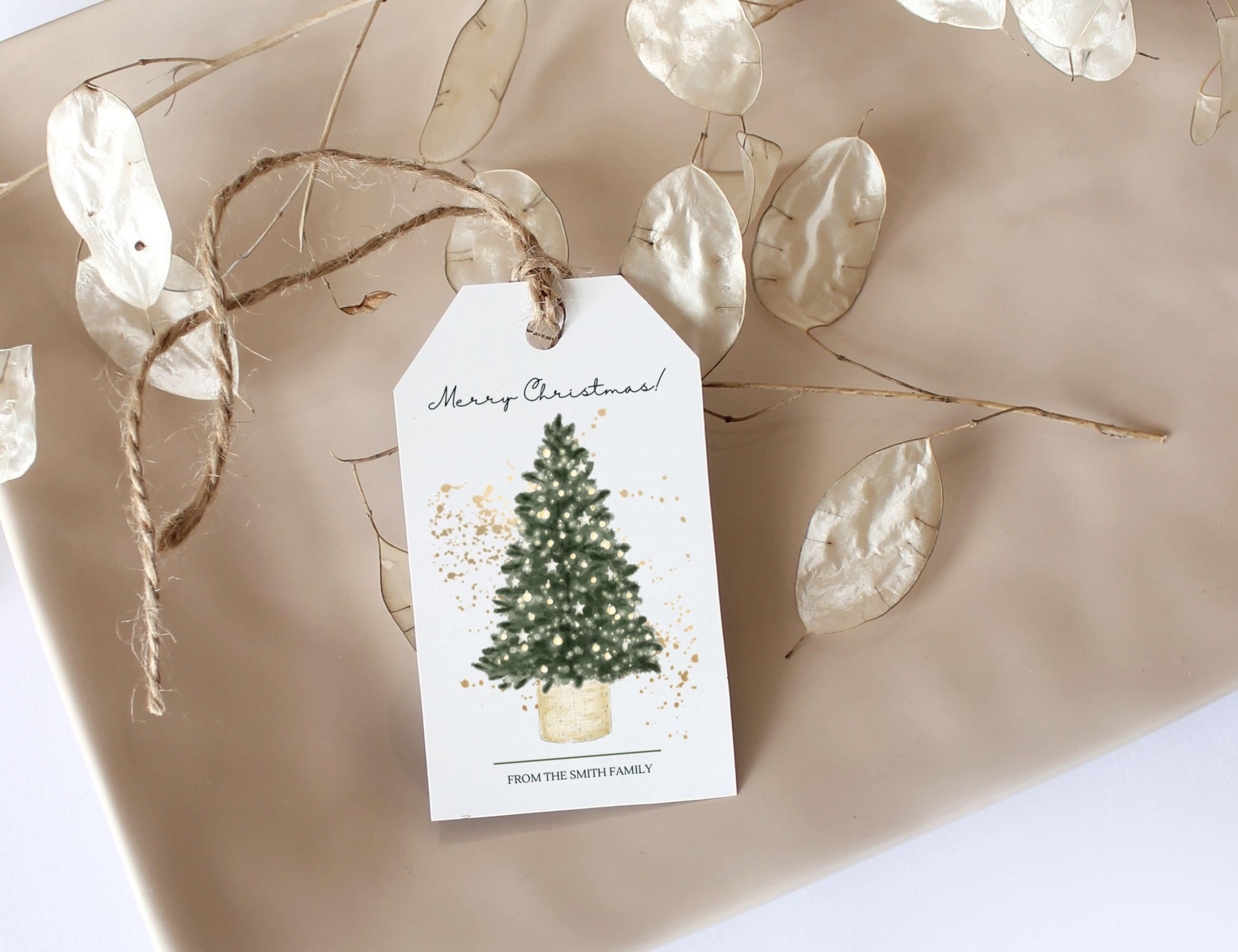 Printable Merry Christmas Gift Tags Personalized Gift Tags Sparkle Gift ...