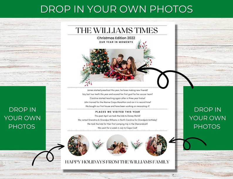 Christmas Newsletter Template Year in Review Editable Christmas Card ...