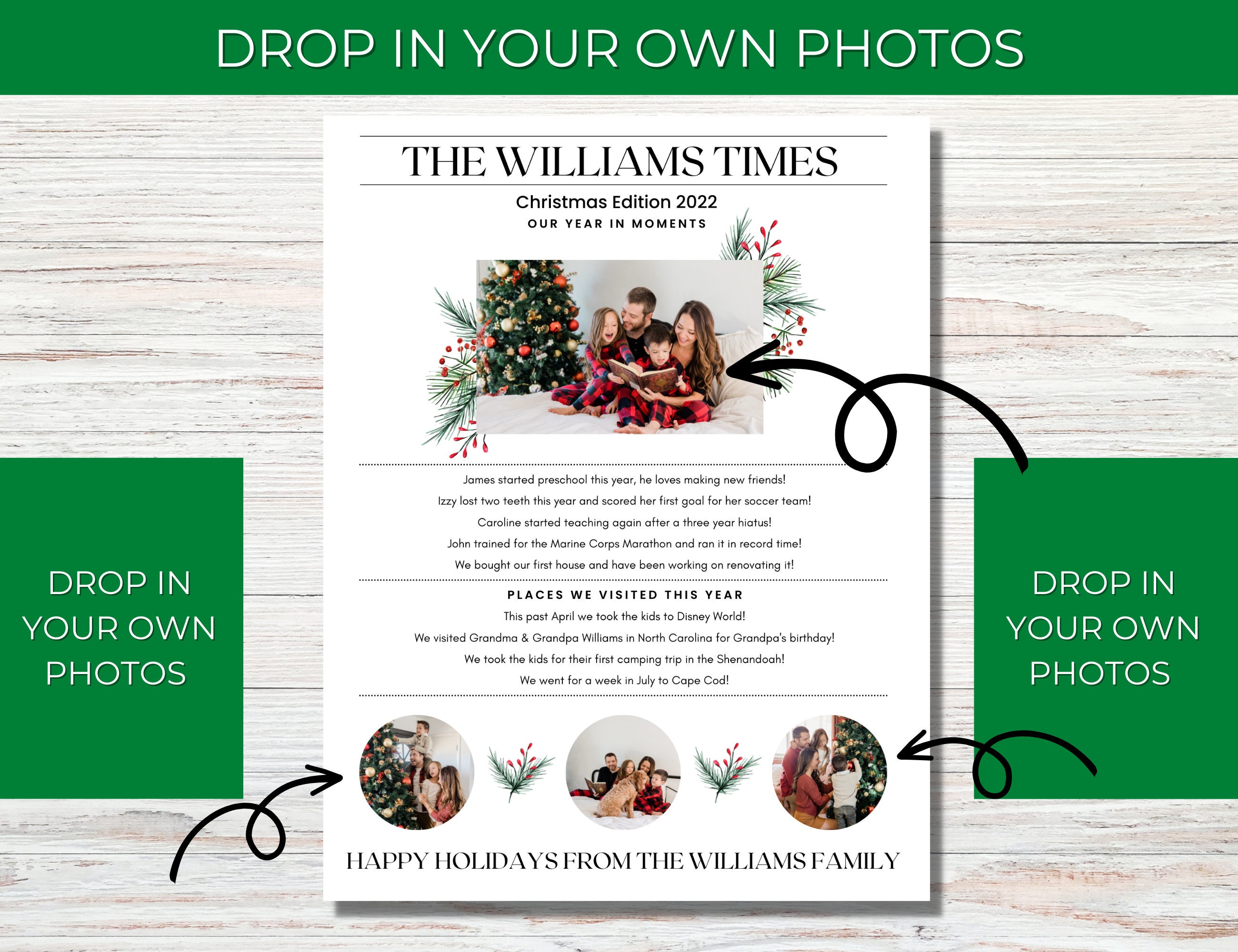 Christmas Newsletter Template Year in Review Editable Christmas Card ...