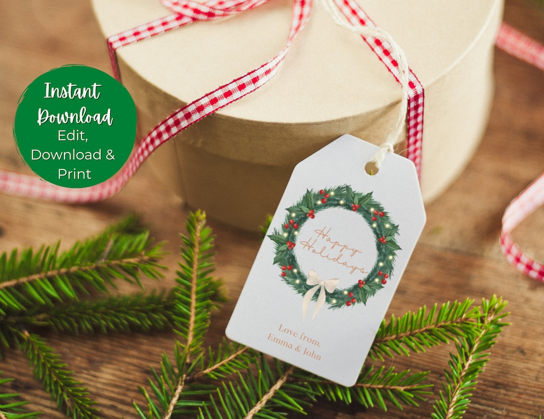 Printable Happy Holidays Gift Tags Personalized Gift Tags Christmas ...