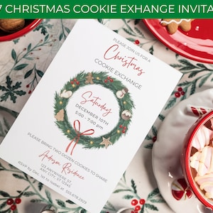 Christmas Cookie Exchange Invitation Editable Cookie Party - Etsy