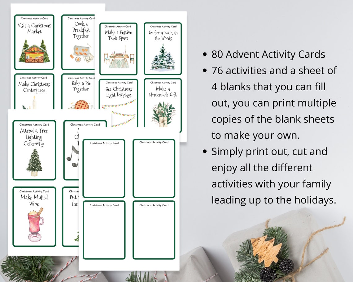 Christmas Advent Activity Cards Printable Advent Cards Family Advent ...