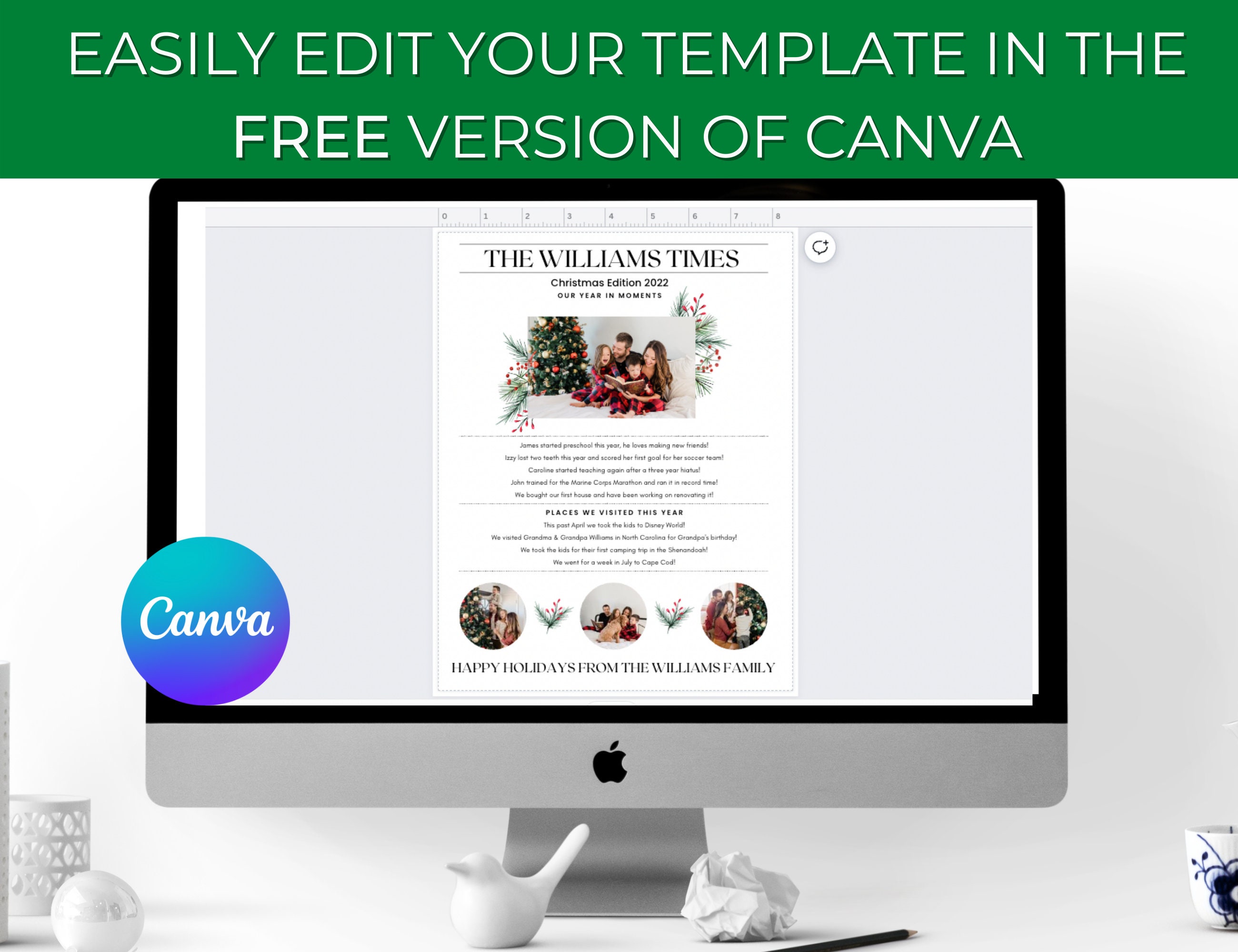 Christmas Newsletter Template Year in Review Editable Christmas Card ...