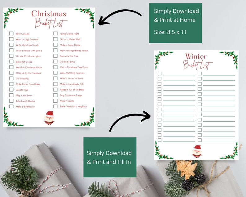 Christmas Bucket List Printable Holiday Family Fun to Do List Christmas ...