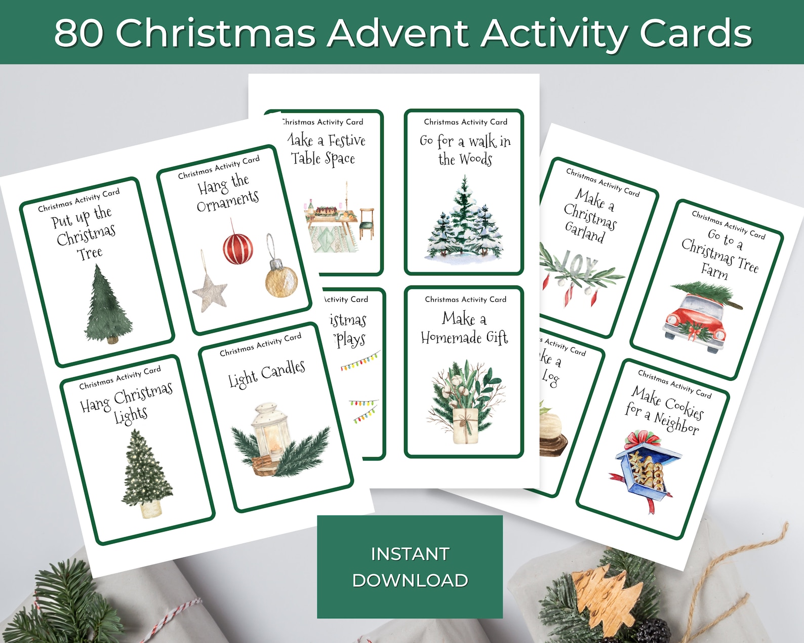 Christmas Advent Activity Cards Printable Advent Cards Family Advent ...