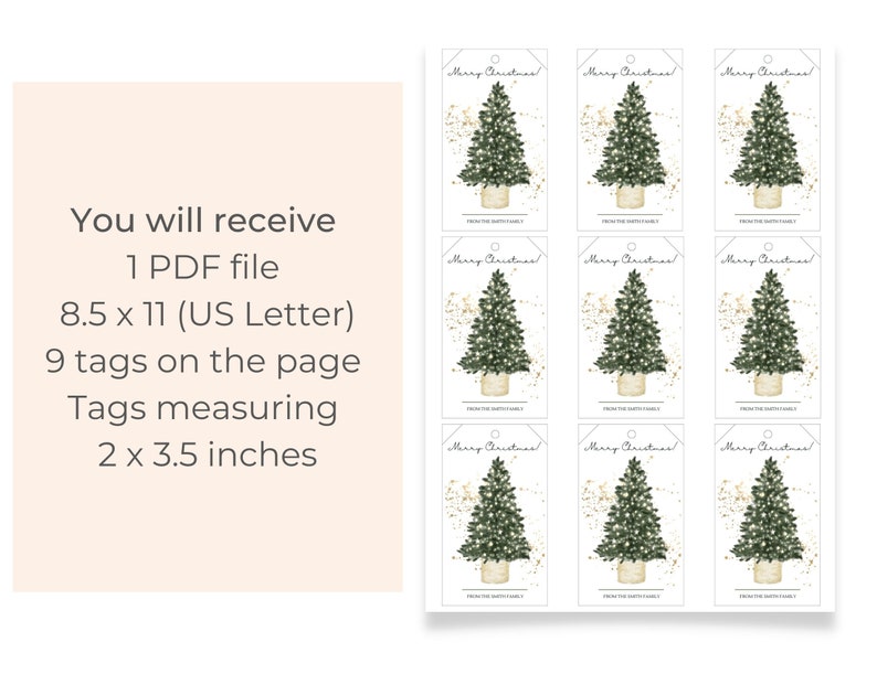 Printable Merry Christmas Gift Tags Personalized Gift Tags Sparkle Gift ...