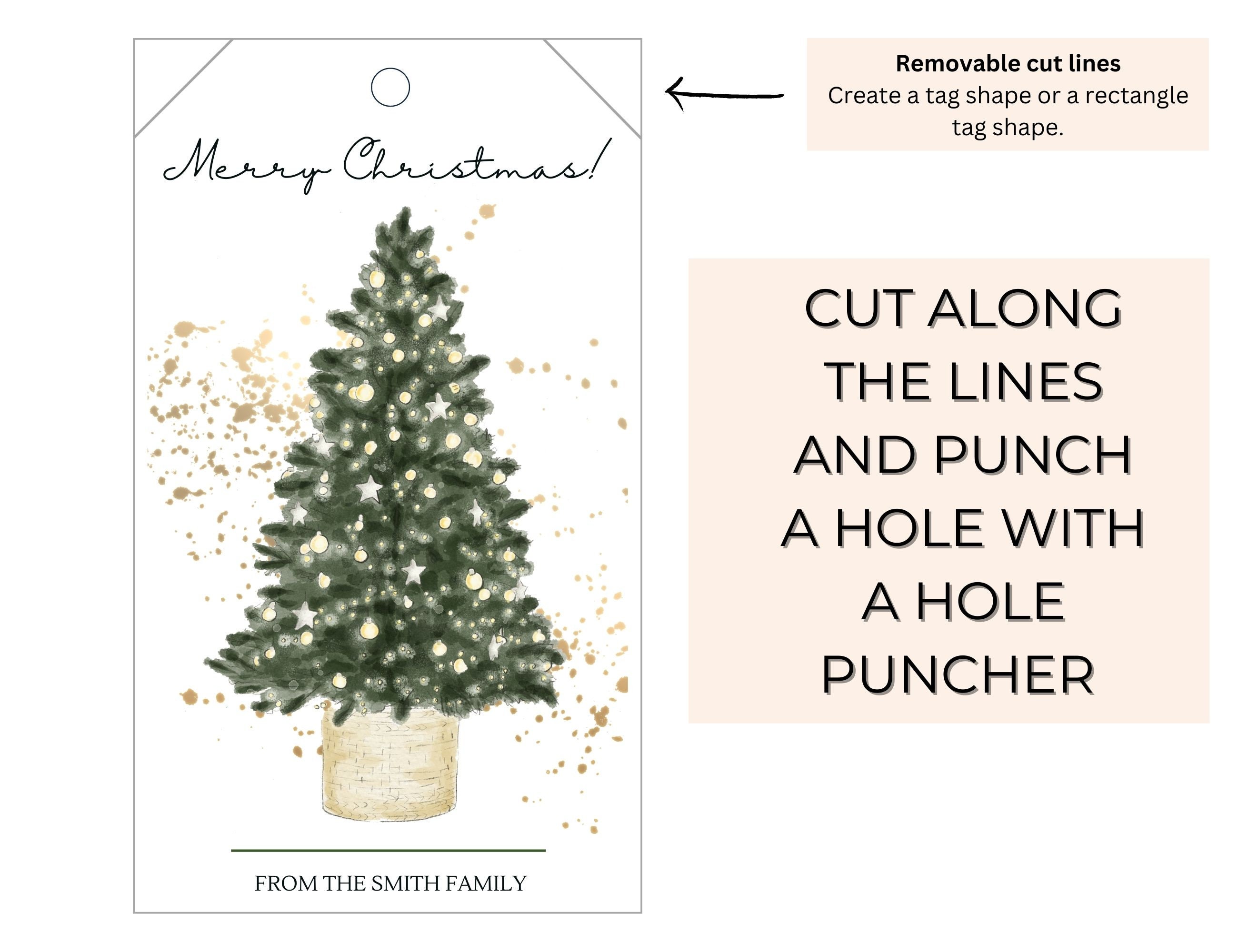 Printable Merry Christmas Gift Tags Personalized Gift Tags Sparkle Gift ...