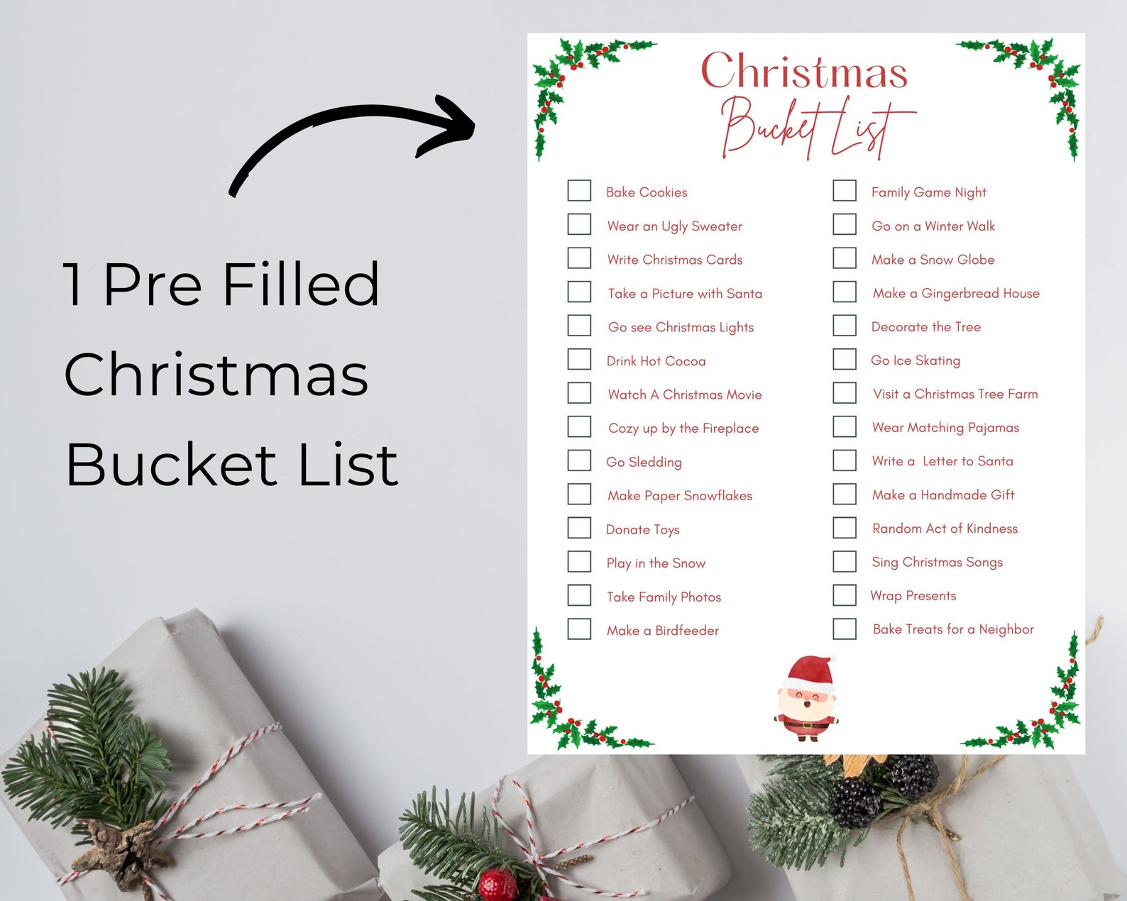 Christmas Bucket List Printable Holiday Family Fun to Do List Christmas ...