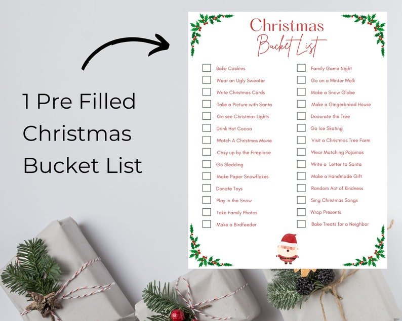 Christmas Bucket List Printable Holiday Family Fun to Do List Christmas ...