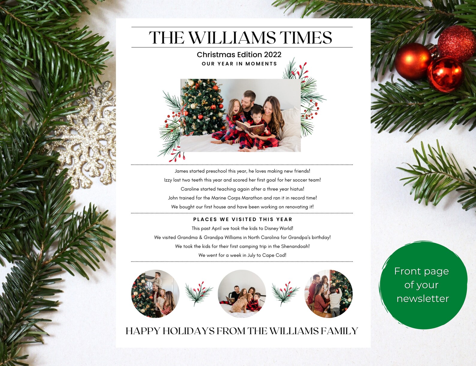 Christmas Newsletter Template Year in Review Editable Christmas Card ...