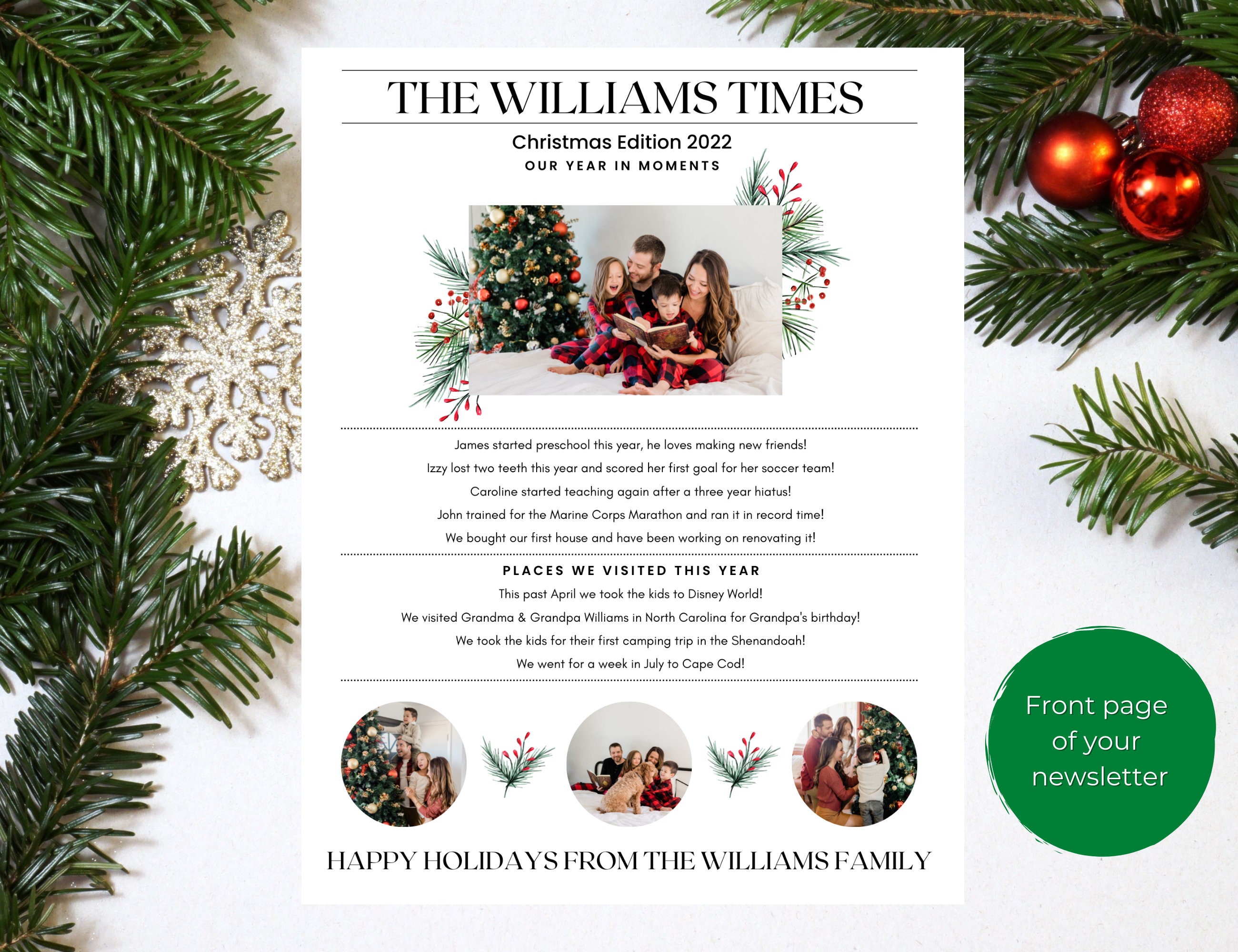 Christmas Newsletter Template Year in Review Editable Christmas Card ...