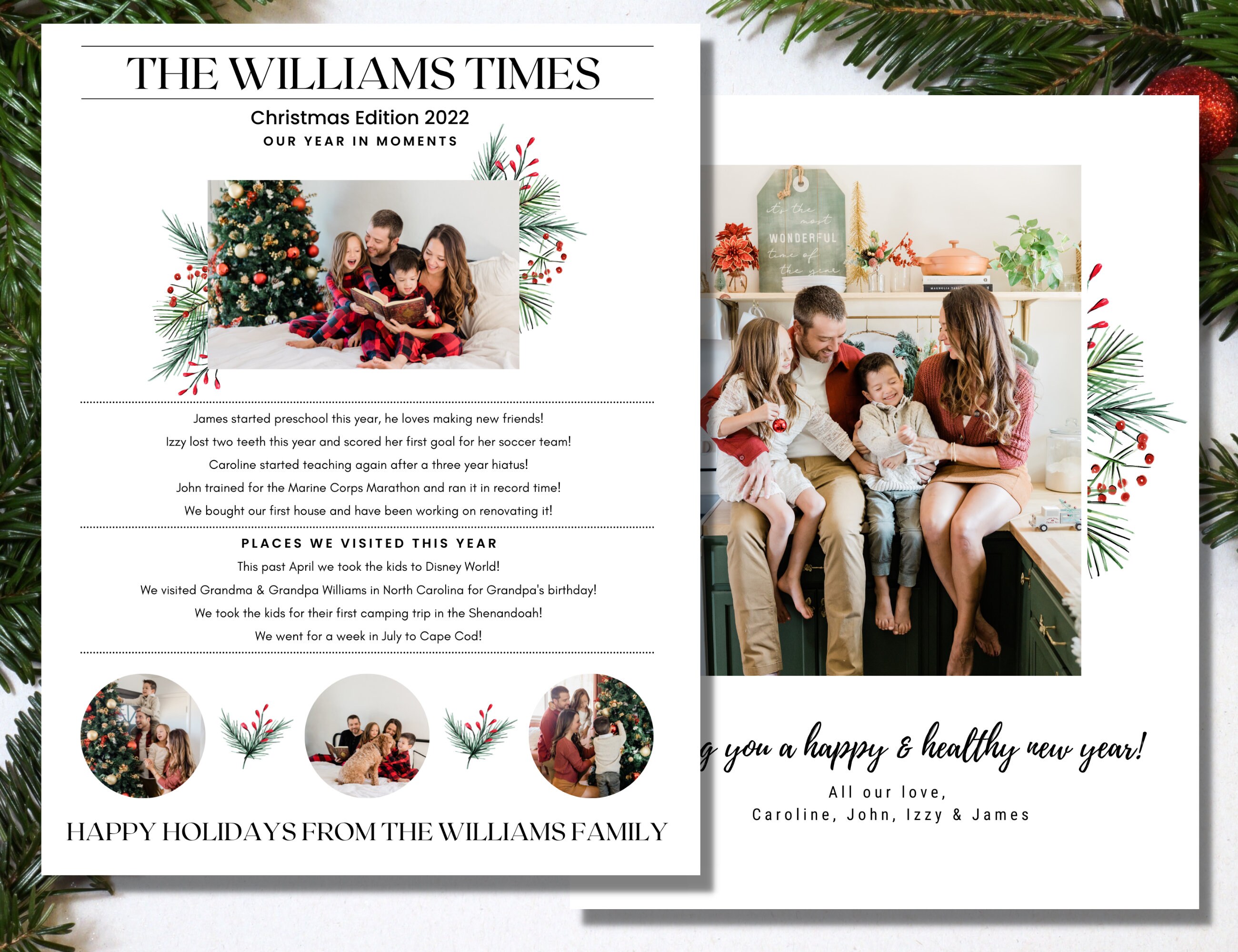 Christmas Newsletter Template Year in Review Editable Christmas Card ...